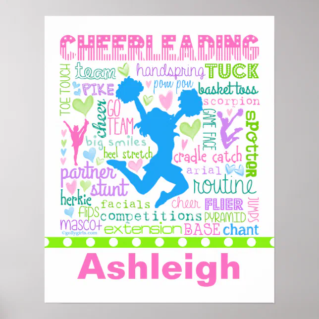 Personalized Pastel Cheerleading Words Typography Poster | Zazzle