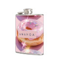 Personalized Pastel Pink Donut Sparkle Flask | Zazzle