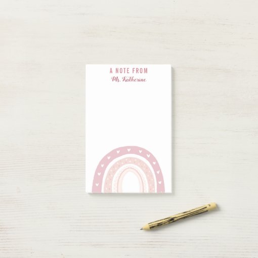 Personalized Pastel Pink Rainbow Calligraphy Post-it Notes | Zazzle