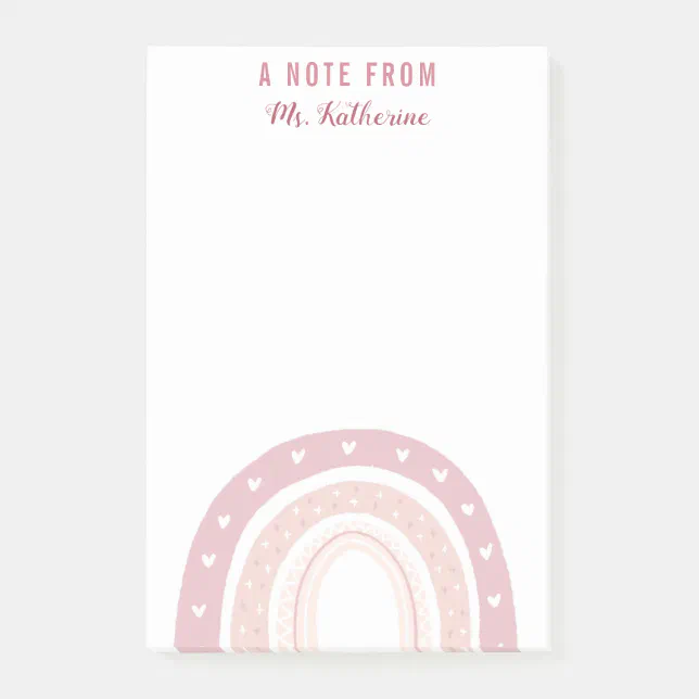 Personalized Pastel Pink Rainbow Calligraphy Post-it Notes | Zazzle