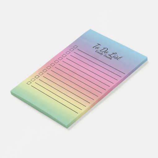 Personalized Pastel Rainbow Lined To Do List Post-it Notes | Zazzle