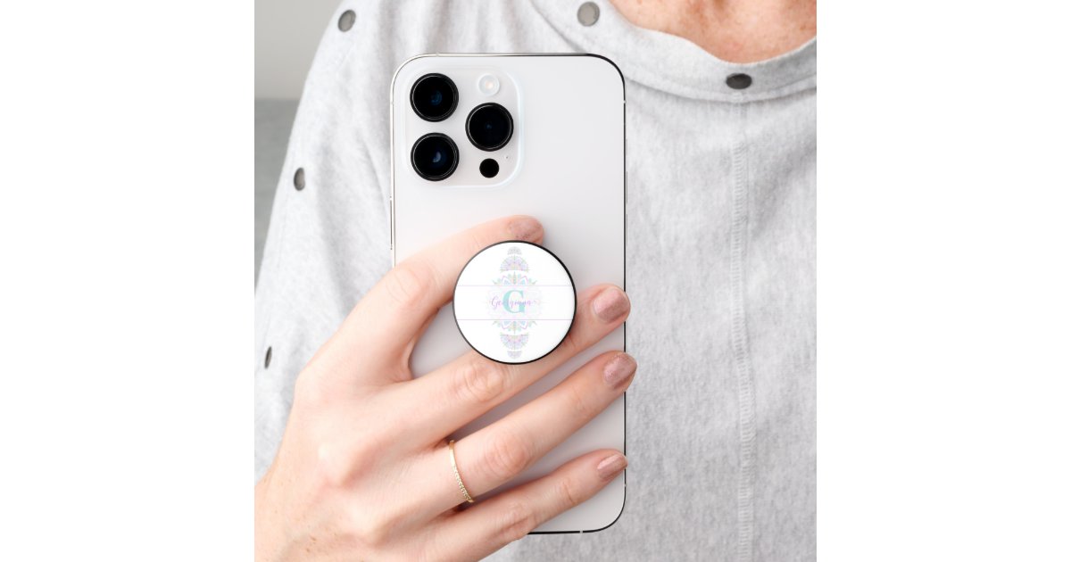 Personalized Pastel Rainbow Ornamental Dot Mandala PopSocket | Zazzle