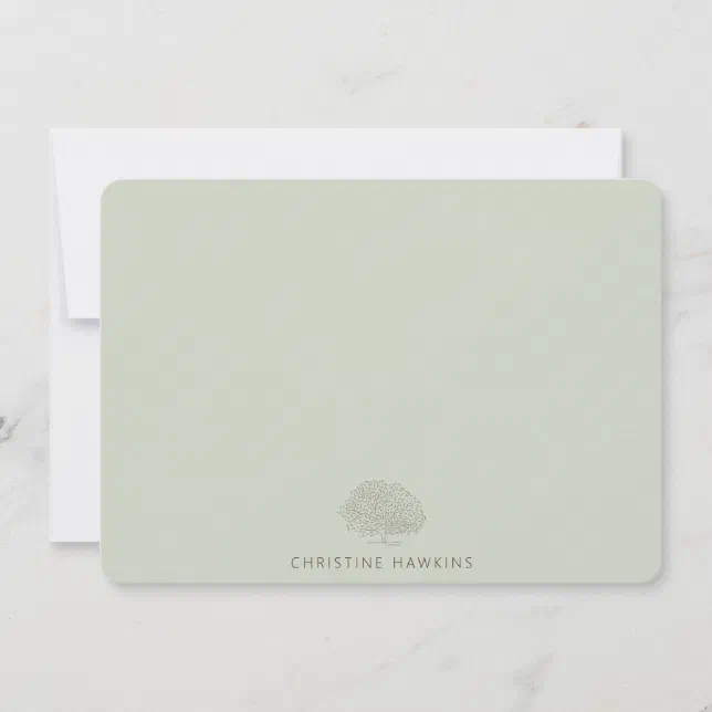 Personalized Pastel Sage Green Tree Arborist Note Card | Zazzle