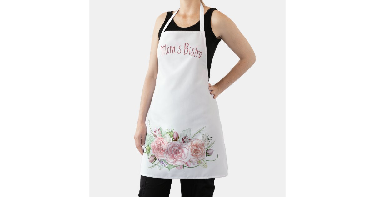 Personalized Pastel Watercolor Roses Apron | Zazzle