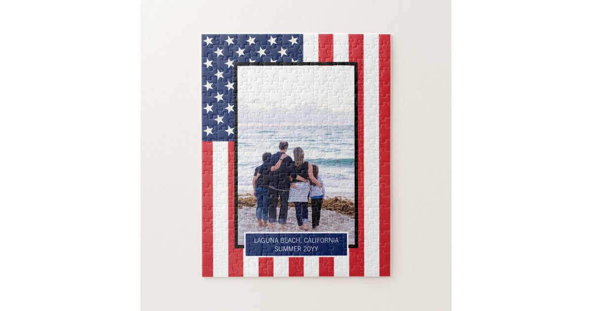 Personalized Patriotic American Flag with Photo Jigsaw Puzzle | Zazzle