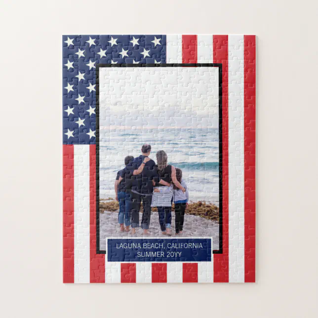 Personalized Patriotic American Flag with Photo Jigsaw Puzzle | Zazzle