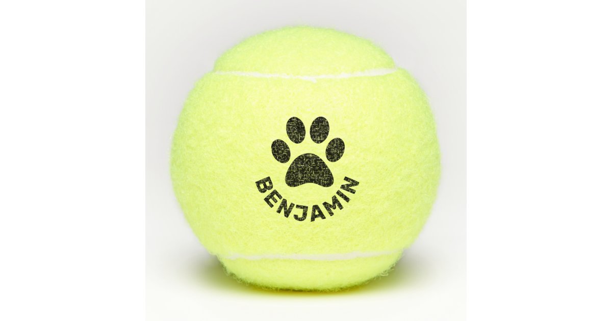 Personalized Paw Print Pet Name Dog Tennis Balls | Zazzle