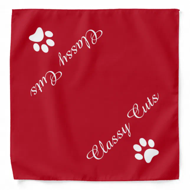 Personalized Paw Print Script Name Red Bandana | Zazzle