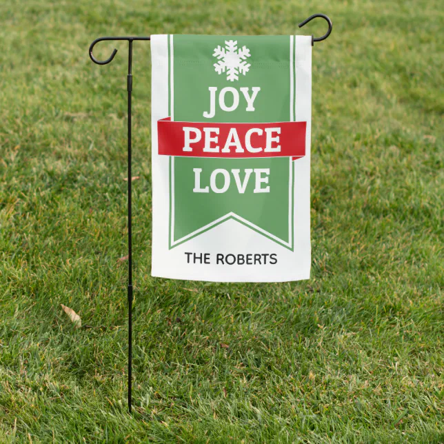 Personalized | Peace Love Joy Christmas Garden Flag | Zazzle