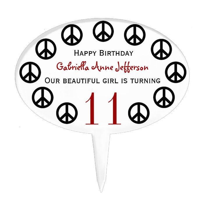 Personalized Peace Sign Birthday Party Cake Topper | Zazzle.com