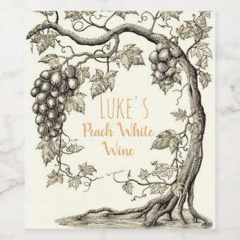 Personalized Peach White Wine Bottle Wine Label | Zazzle