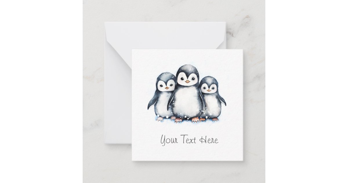 Personalized Penguin Flat Note Card | Zazzle