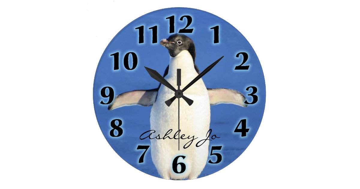 Personalized Penguin Wall Clock | Zazzle.com