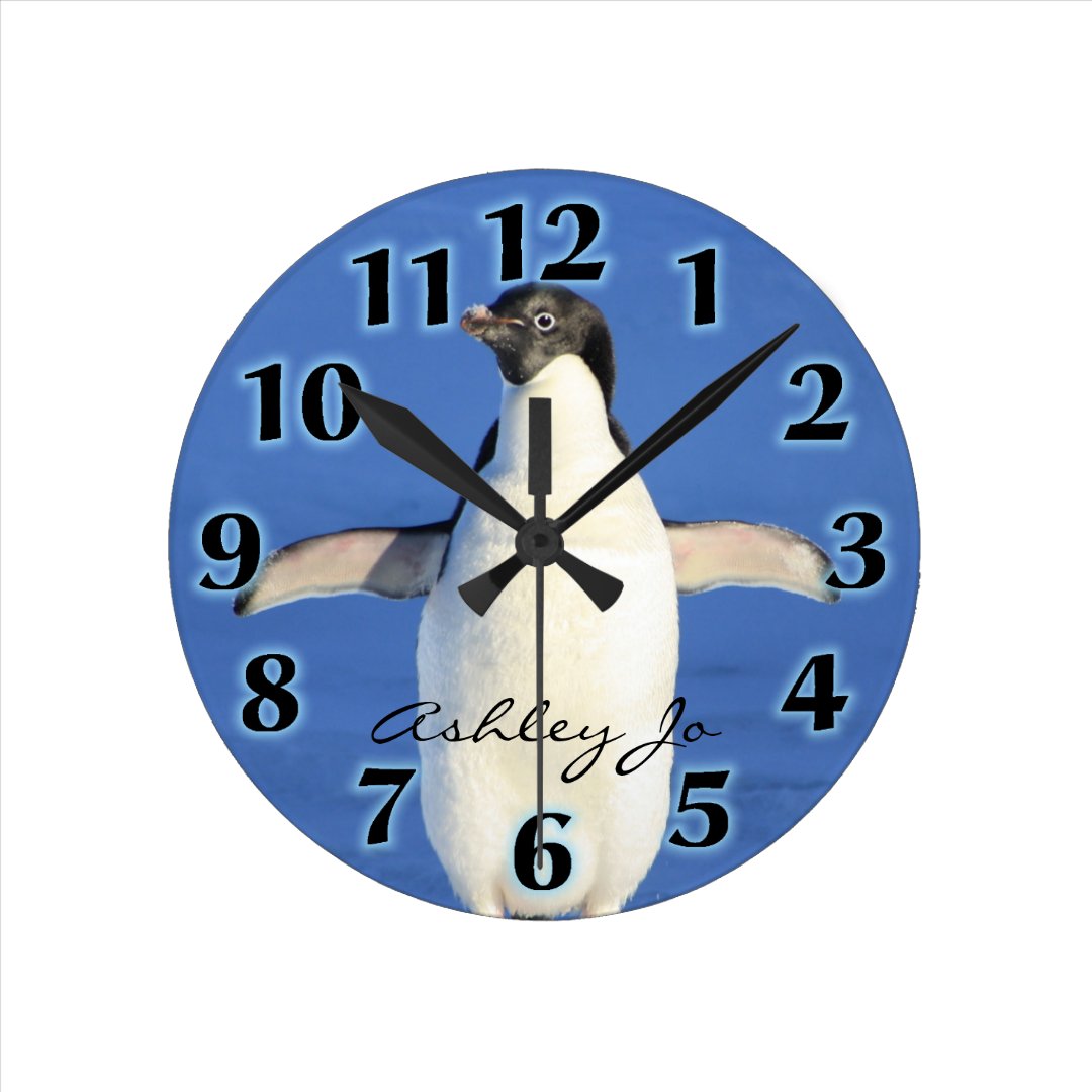 Personalized Penguin Wall Clock | Zazzle