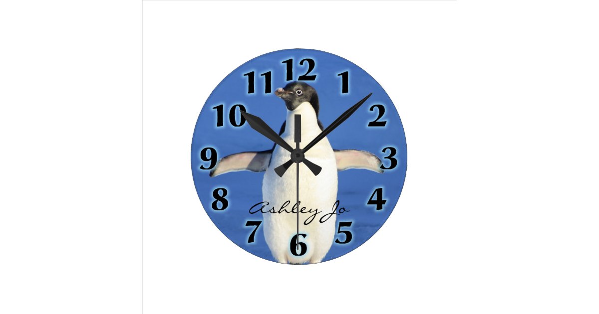 Personalized Penguin Wall Clock | Zazzle