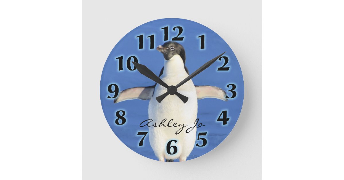 Personalized Penguin Wall Clock | Zazzle