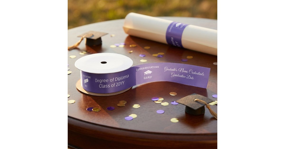 Personalized Periwinkle Graduation Decor and Gifts Satin Ribbon | Zazzle