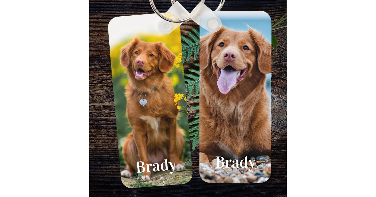 Personalized Pet 2 Photo Name Dog Lover Keychain | Zazzle