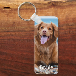Personalized Pet 2 Photo Name Dog Lover Keychain | Zazzle