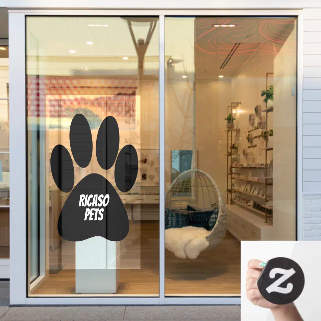 Personalized Pet Advertisement Giant Paw Window Cling | Zazzle