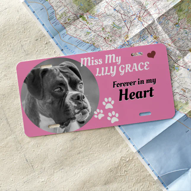 Personalized Pet Memorial Photo License Plate | Zazzle