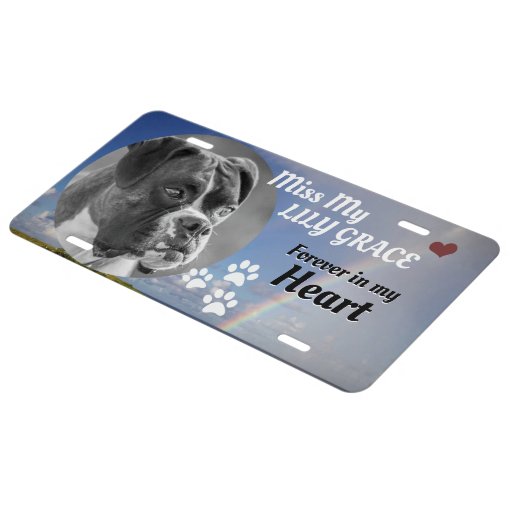 Personalized Pet Memorial | Rainbow Bridge Dogs License Plate | Zazzle