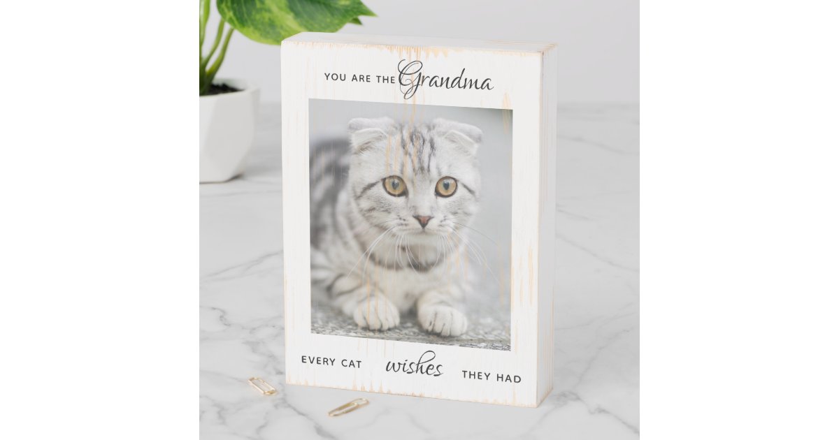 Personalized Pet Photo Cat Grandma Mother's Day Wooden Box Sign | Zazzle