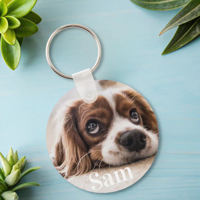 Personalized pet photo dog lover keepsake name keychain | Zazzle