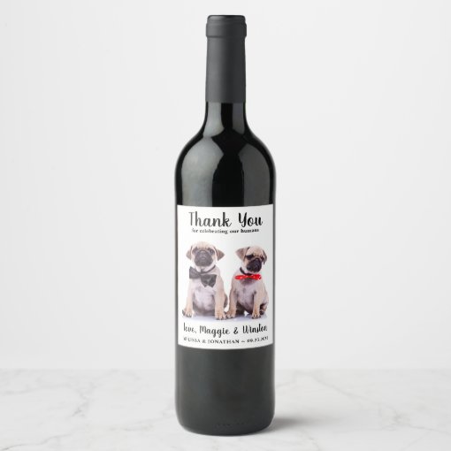 Personalized Pet Photo Thank You Dog Wedding Wine Label | Zazzle