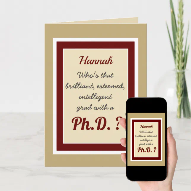 Personalized Ph.D. Congratulations card | Zazzle