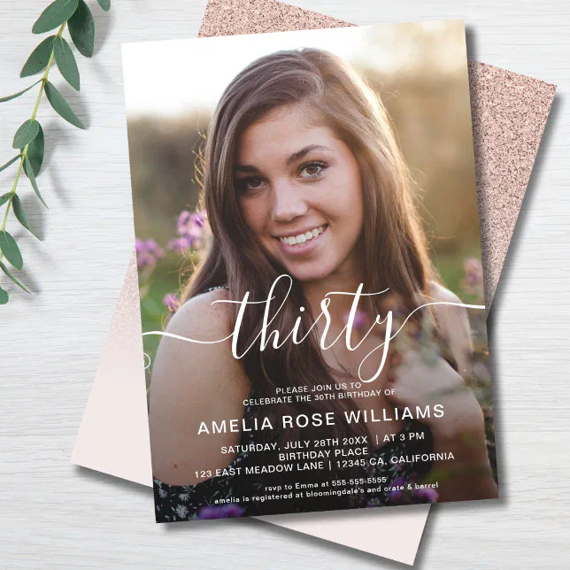 Personalized Photo 30th Birthday Party Thirty Invitation | Zazzle