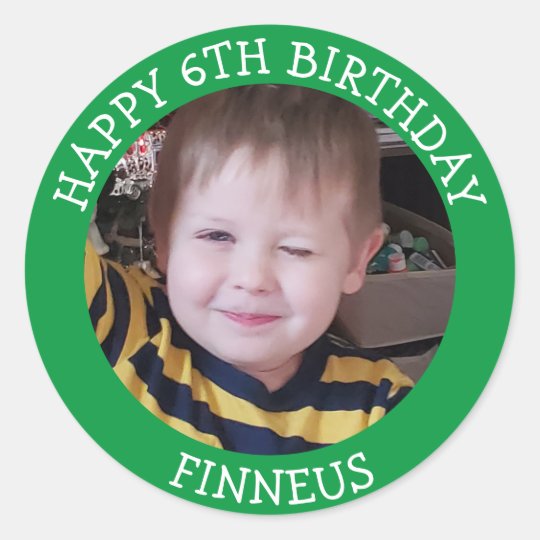 Personalized Photo, Age and Name Birthday Classic Round Sticker ...