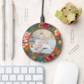 Personalized Photo and Flower Pattern Wireless Charger | Zazzle