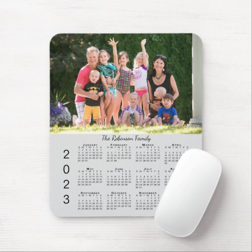 Personalized Photo and Name 2023 Calendar Gray Mouse Pad | Zazzle