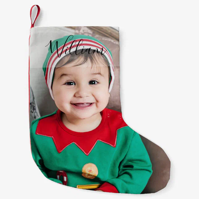Personalized Photo And Name Holiday Small Christmas Stocking | Zazzle