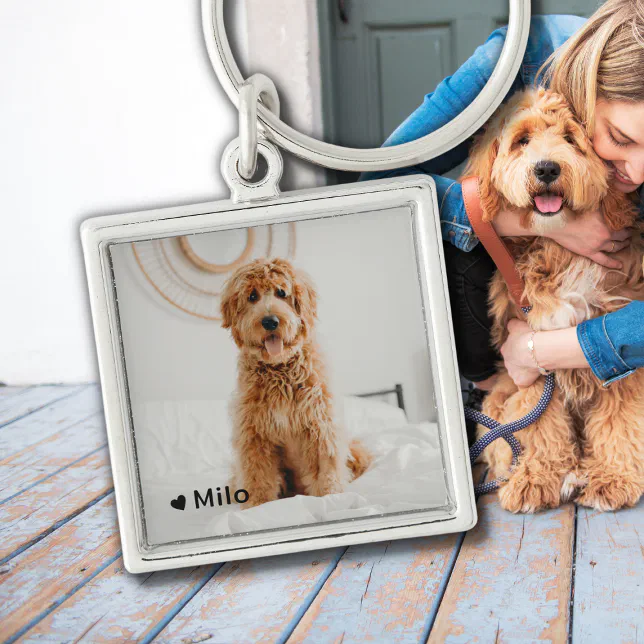 Personalized Photo and Name Pet Keychain | Zazzle