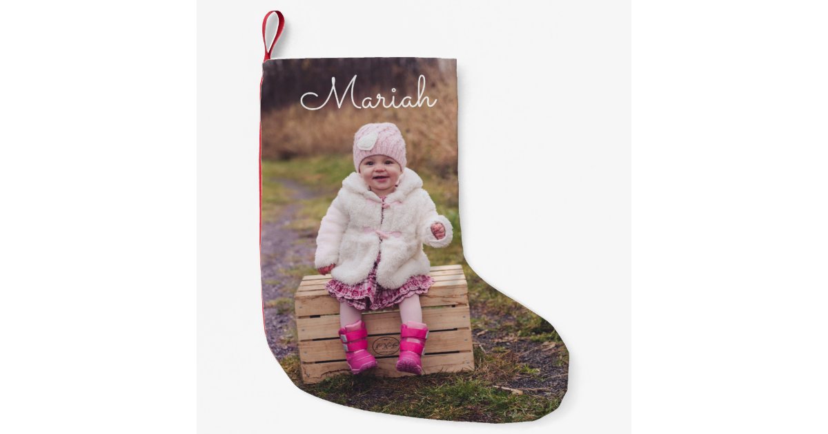 Personalized Photo and Name Small Christmas Stocking | Zazzle