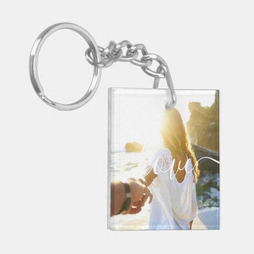 Personalized Photo and Script Text Keychain | Zazzle