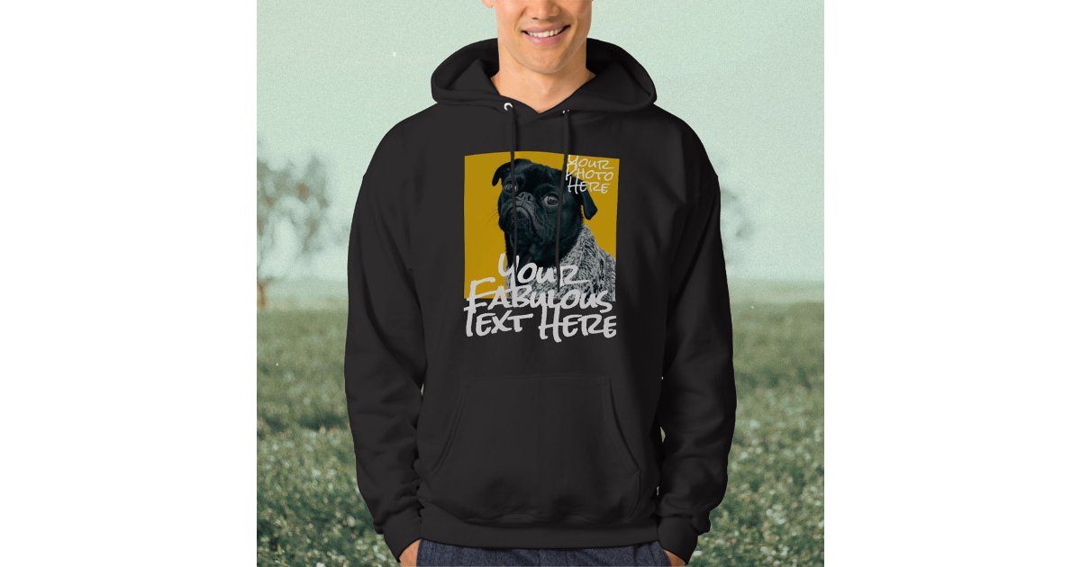 Personalized Photo and Text black Hoodie | Zazzle
