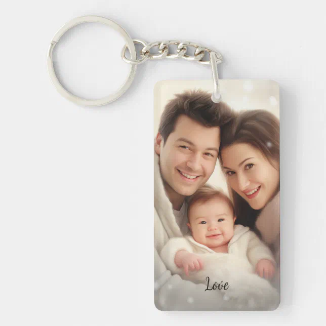 Personalized Photo and Text Photo Acrylic Keychain | Zazzle