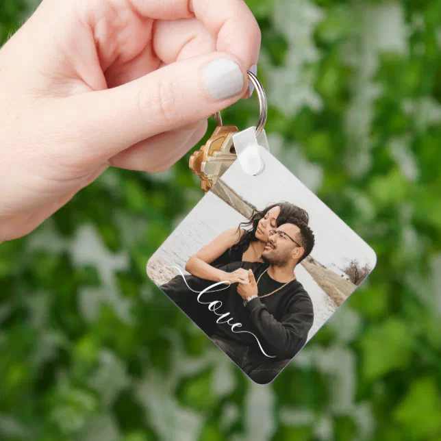 Personalized Photo and Text Photo Keychain | Zazzle