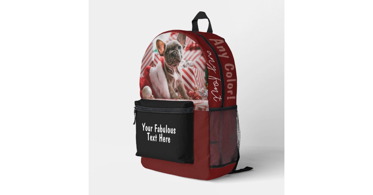 Personalized photo and text printed backpack | Zazzle