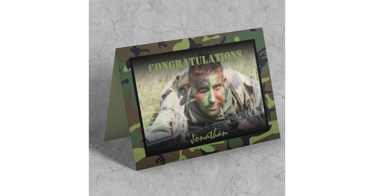 Personalized Photo Army Passing Out Card | Zazzle