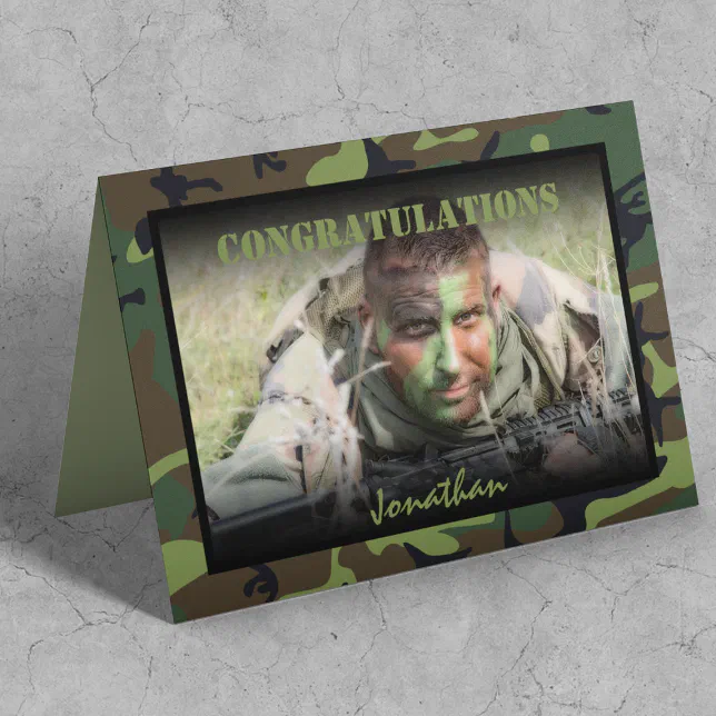 Personalized Photo Army Passing Out Card | Zazzle