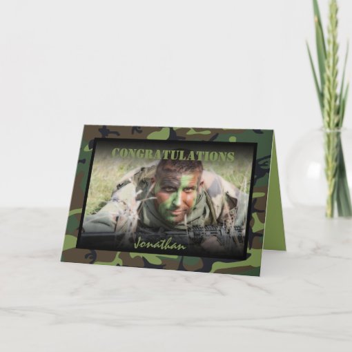 Personalized Photo Army Passing Out Card | Zazzle
