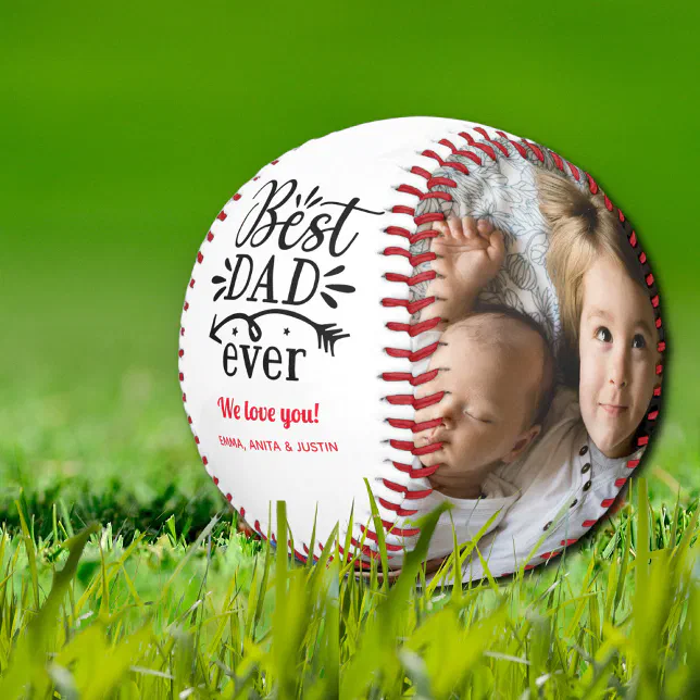 Personalized Photo Best Dad Father's Day Baseball | Zazzle