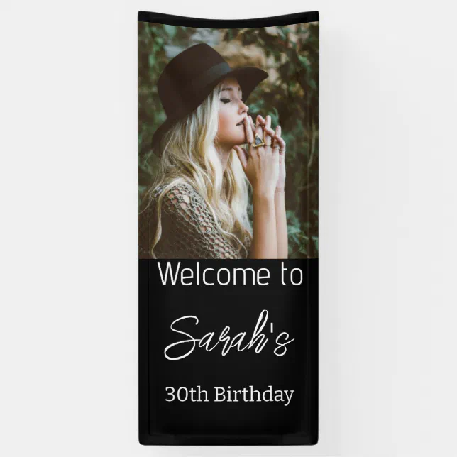 Personalized Photo Birthday Party Script Welcome Banner | Zazzle