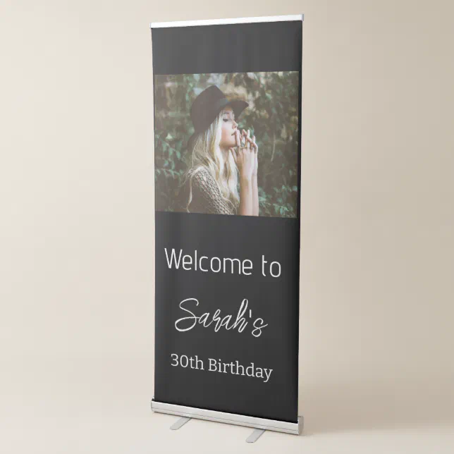 Personalized Photo Birthday Party Script Welcome Retractable Banner ...