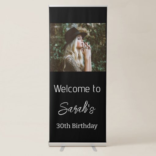 Personalized Photo Birthday Party Script Welcome Retractable Banner ...