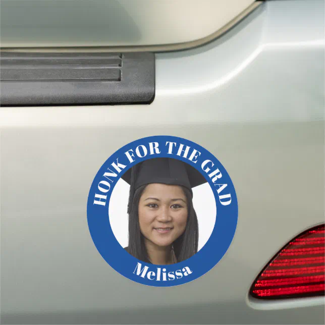 Personalized Photo Blue School Graduation Car Magnet | Zazzle